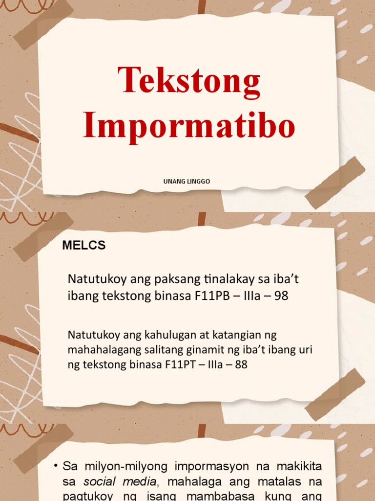 Week 1 TEKSTONG IMPORMATIBO | PDF