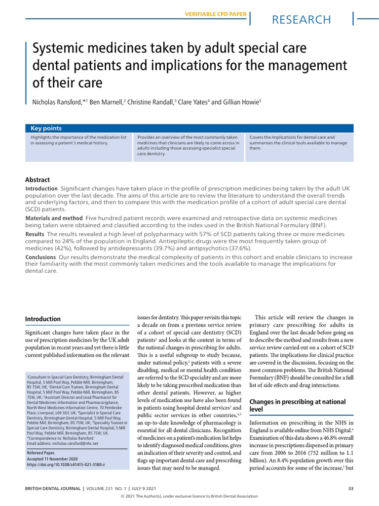 Systemic Medicines Taken by Adult Special Care | PDF | Dementia | Opioid