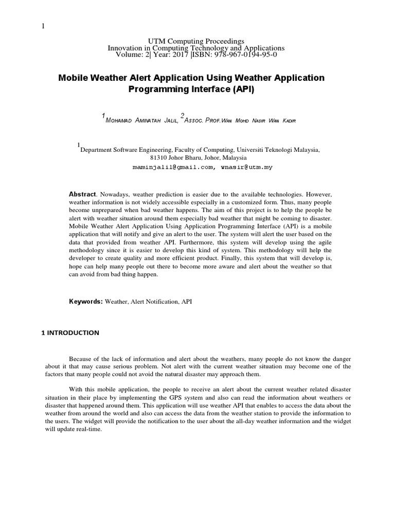 Mobile Weather Alert Application Using Weather Application Programming ...