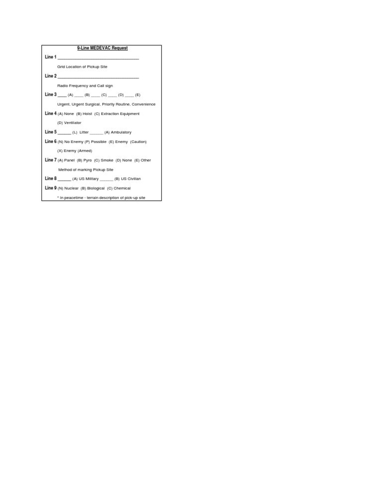 9-Line MEDEVAC Request Guide | PDF