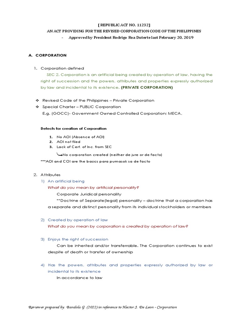 Corporation Reviewer 2022 | PDF | Corporations | Stocks