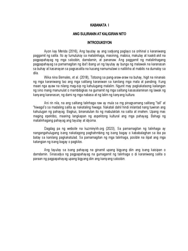 Kabanata I Pananaliksik | PDF