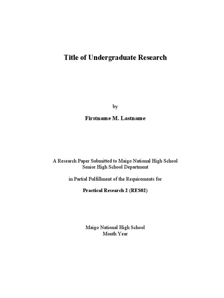 SHS Research Format Sample | PDF | Methodology | Science