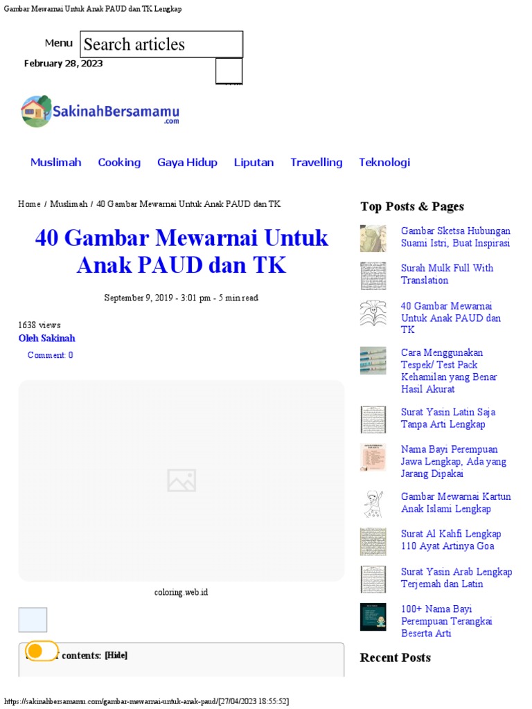 Gambar Mewarnai Untuk Anak PAUD Dan TK Lengkap | PDF