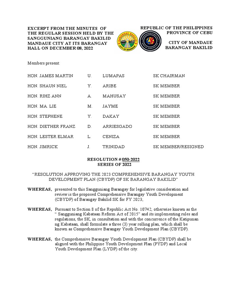 Resolution CBYDP | PDF | Government