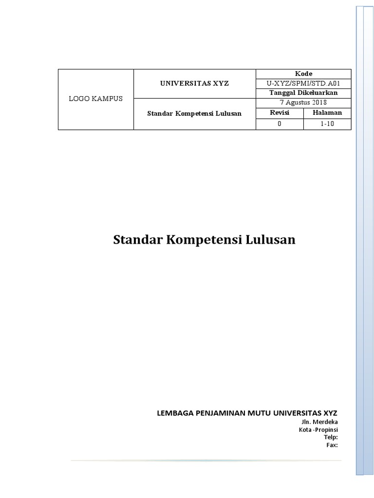 Contoh Dokumen SPMI-Standar Kompetensi Lulusan | PDF