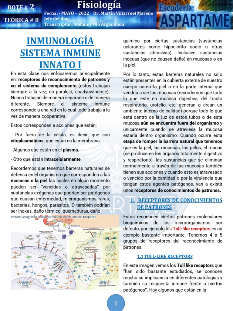 Inmunología Sistema Inmune Innato I | PDF | Sistema complementario | Sistema inmune
