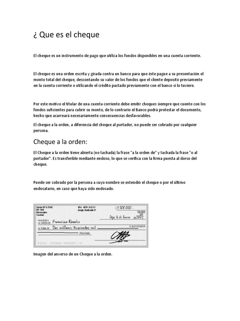 Que Es El Cheque | PDF | Cheque | Bancos