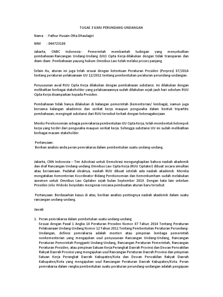 Tugas 3 Ilmu Perundang-Undangan | PDF