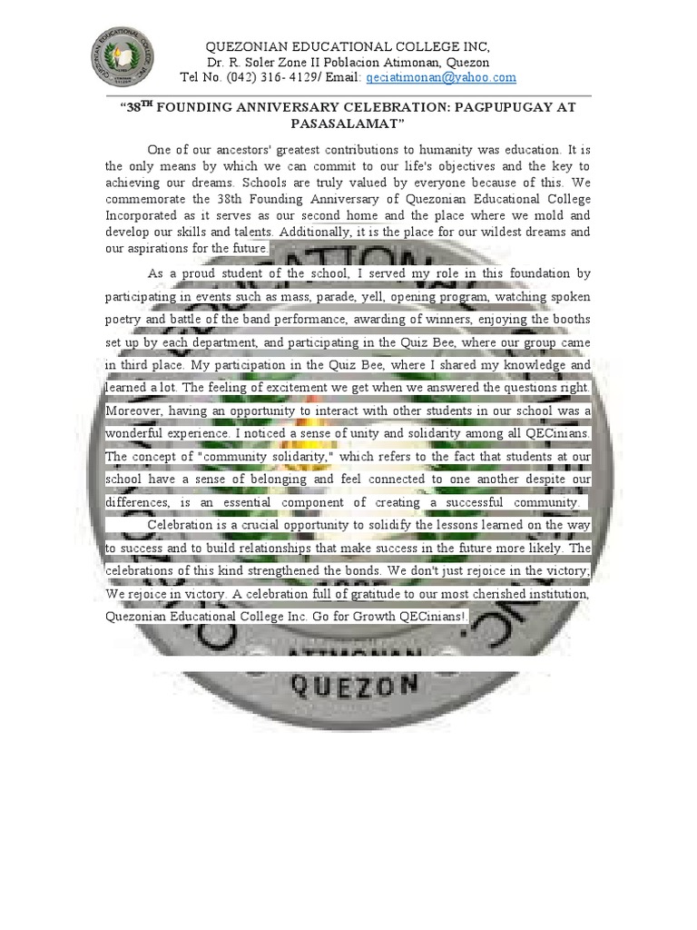 Anotche Foundation Day Reflections | PDF