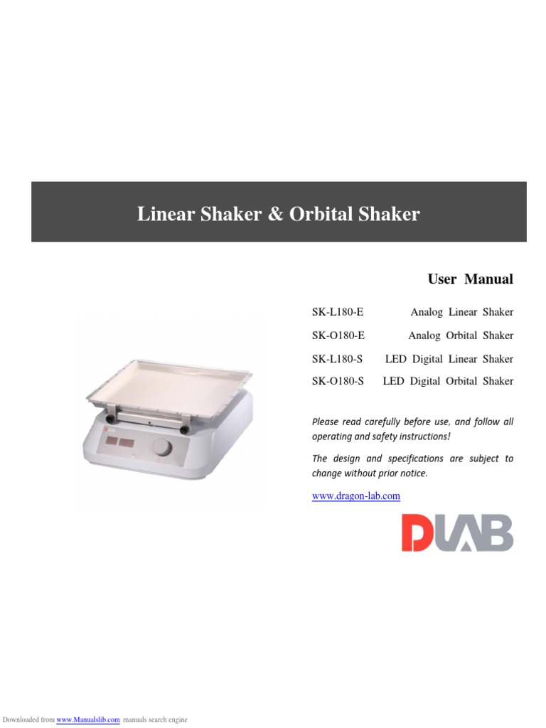 Linear Shaker & Orbital Shaker: User Manual | PDF | Electromagnetic Interference | Switch
