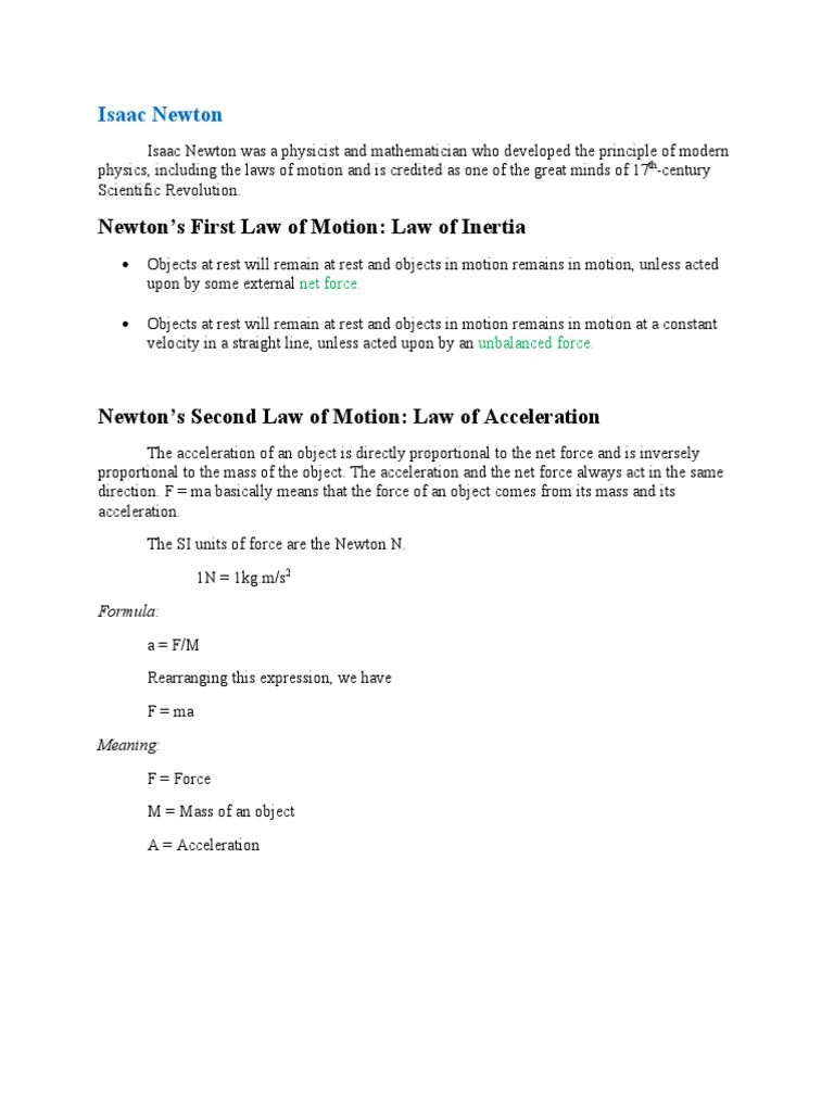 Newton's Laws of Motion: An Explanation of Isaac Newton's ...