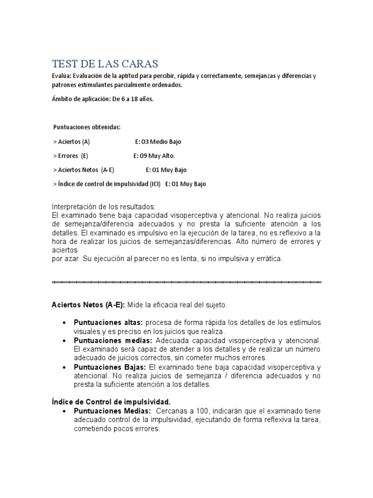 Test Caras | PDF