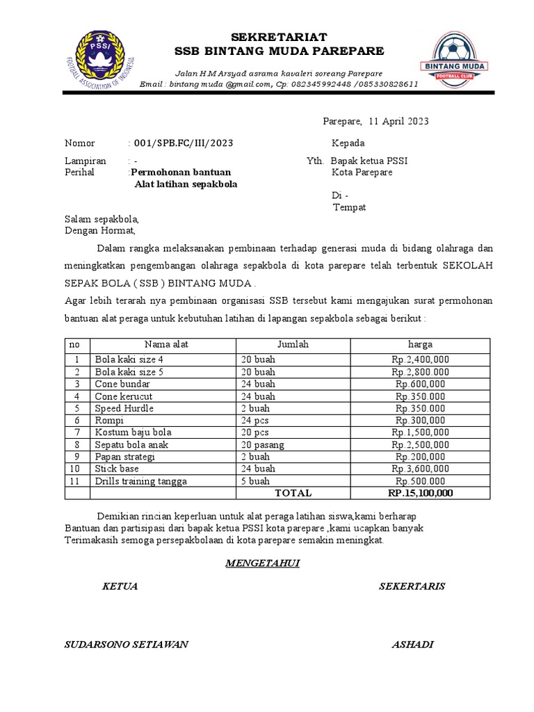 Surat Permohonan PSSI | PDF