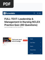 FULL-TEXT - Leadership & Management in Nursing NCLEX Practice Quiz (80 ...