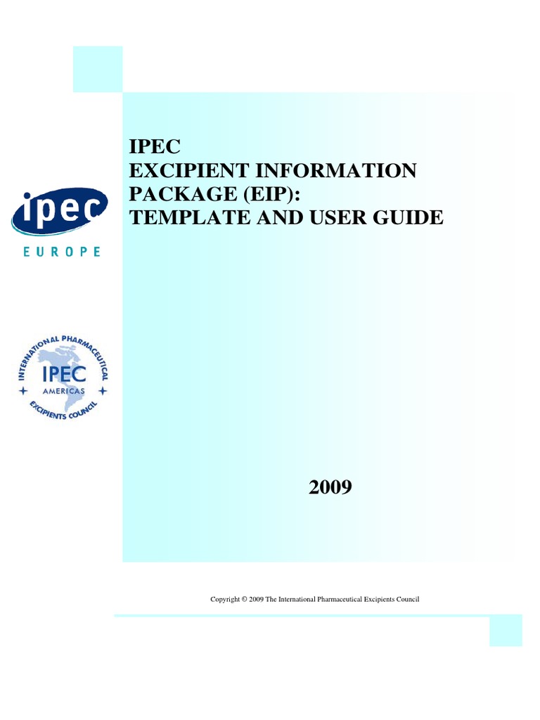 2009 - IPEC Excipient Information Package | PDF | Business | Technology & Engineering