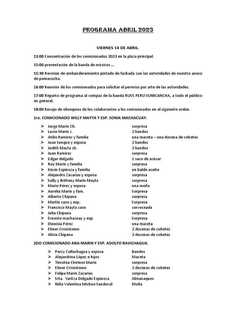 Programa Abril 2023-1 | PDF | Toreo