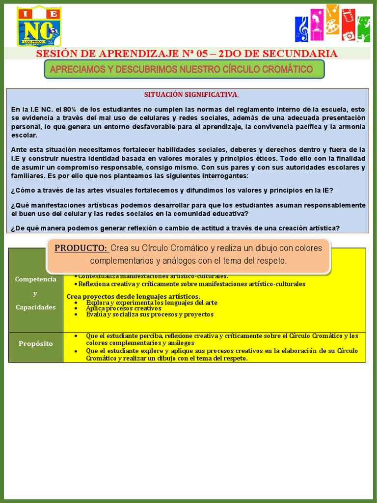 Sesión de Aprendizaje N 05 - 2do de Secundaria: Apreciamos Y Descubrimos Nuestro Círculo ...