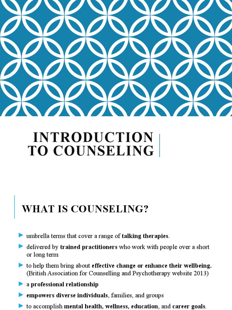 L1_INTRODUCTION TO COUNSELING | PDF | Psychotherapy | School Counselor