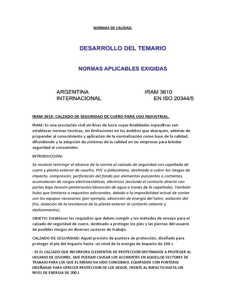 NORMAS DE CALIDAD Iram | PDF