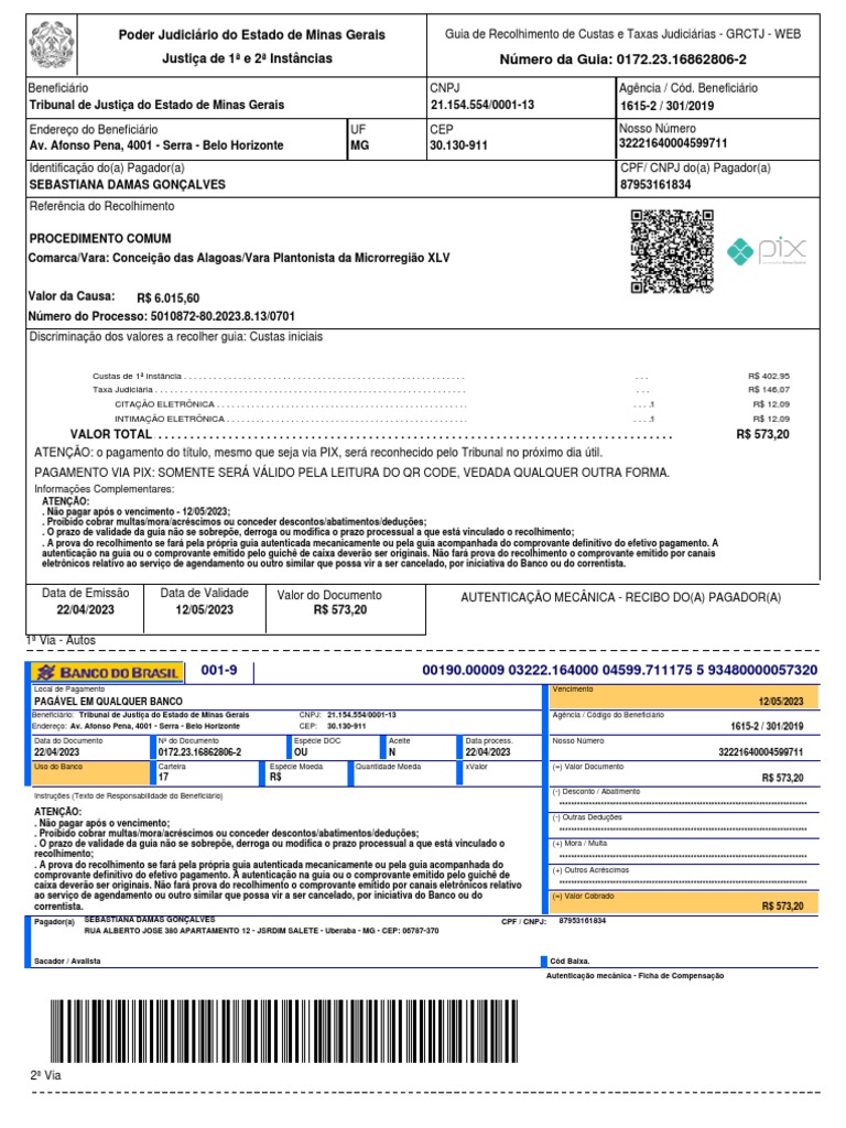Guia de Pagamento de Custas | PDF