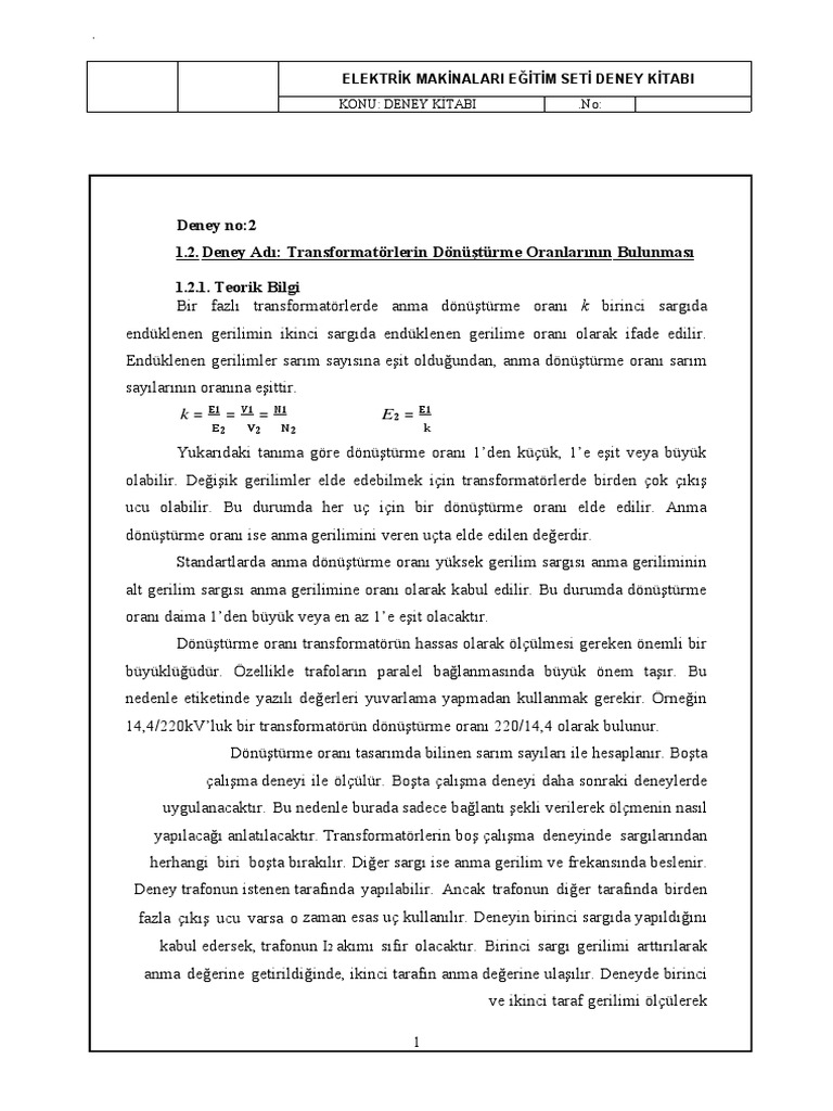 Transformatör Deney - 2 | PDF