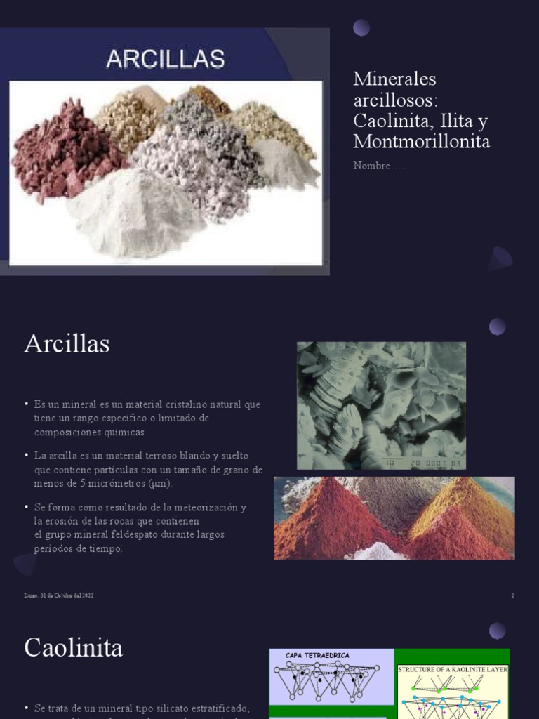 Minerales Arcillosos: Caolinita, Ilita y Montmorillonita: Nombre ...