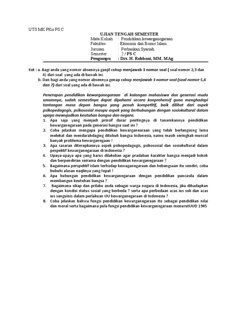 UTS MK PKN PS C | PDF