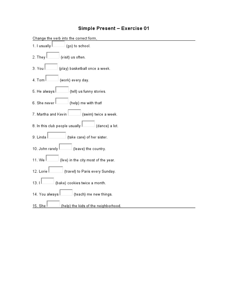 Simple Present - Exercise 01 | PDF