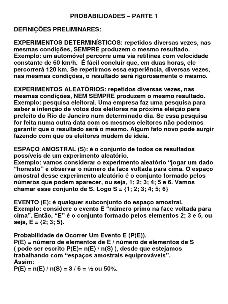 Probabilidades - Resumo Da Teoria - 1 | PDF | Probabilidade | Aleatoriedade