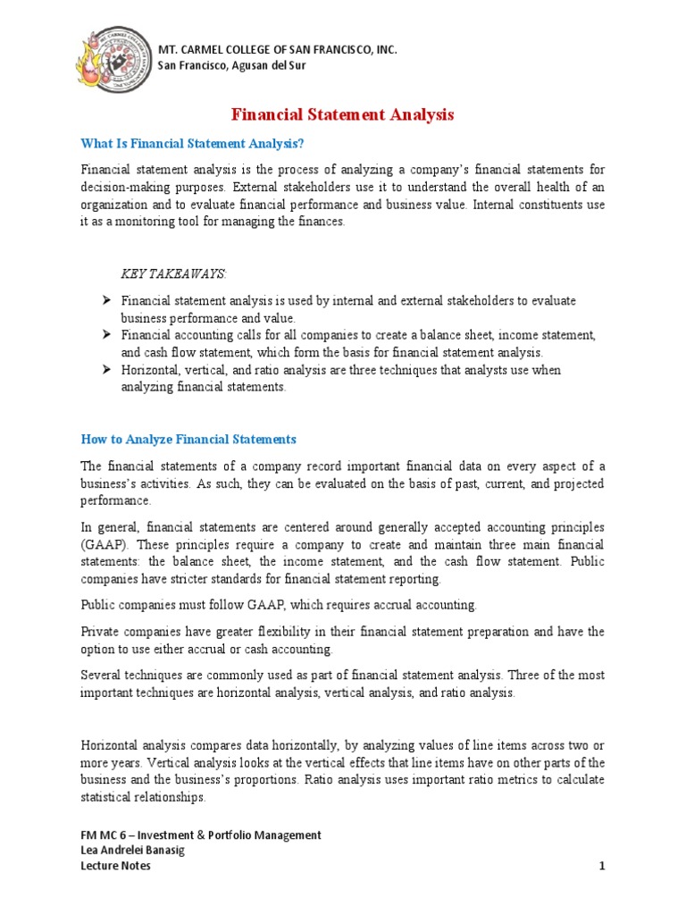 Financial Statement Analysis | PDF | Financial Statement Analysis ...