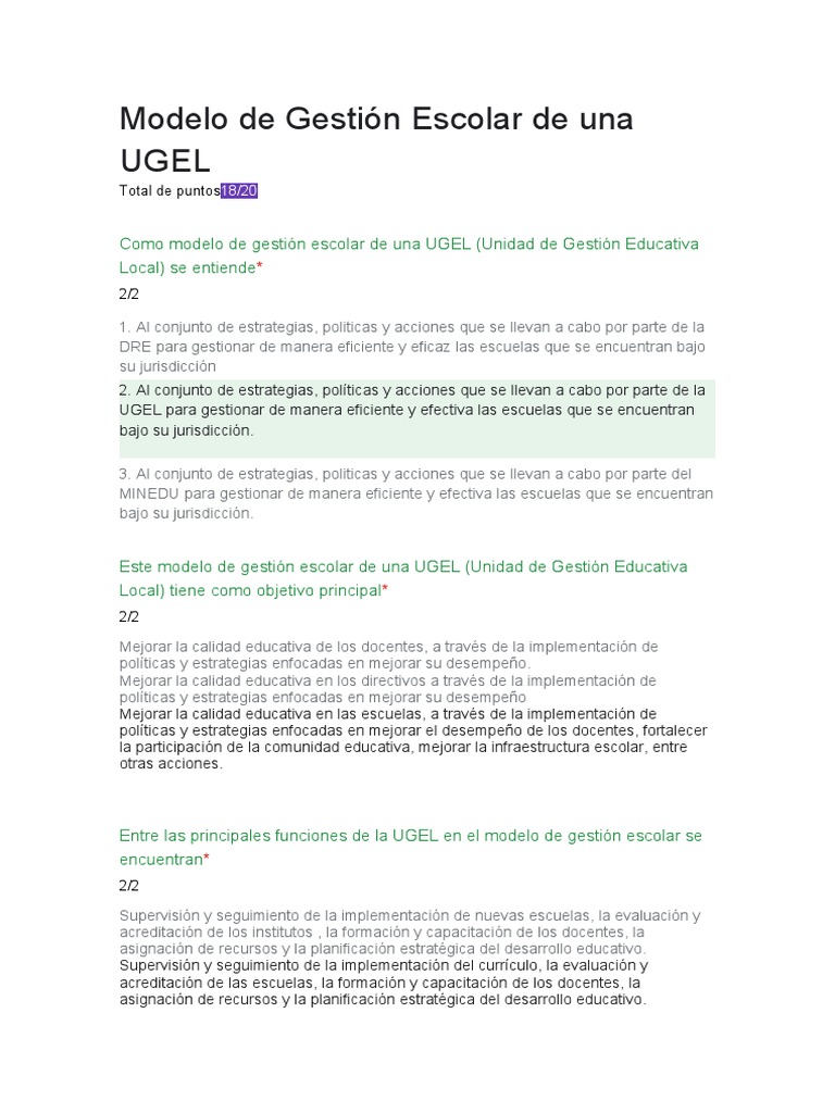 Modelo de Gestión Escolar de Una UGEL | PDF | Enseñando | Planificación estratégica