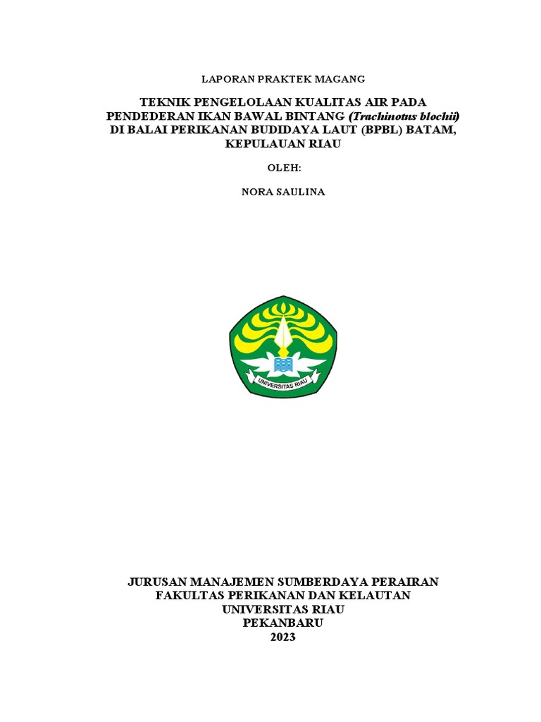 Laporan Magang Pembesaran Bawal Bintang | PDF | Kesehatan Holistik | Sains & Matematika