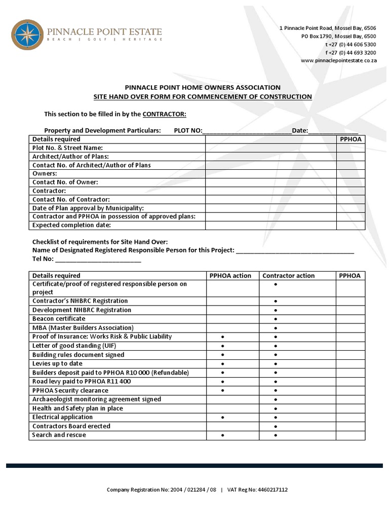 Site Handover and Completion Form | PDF | Architect | Justice