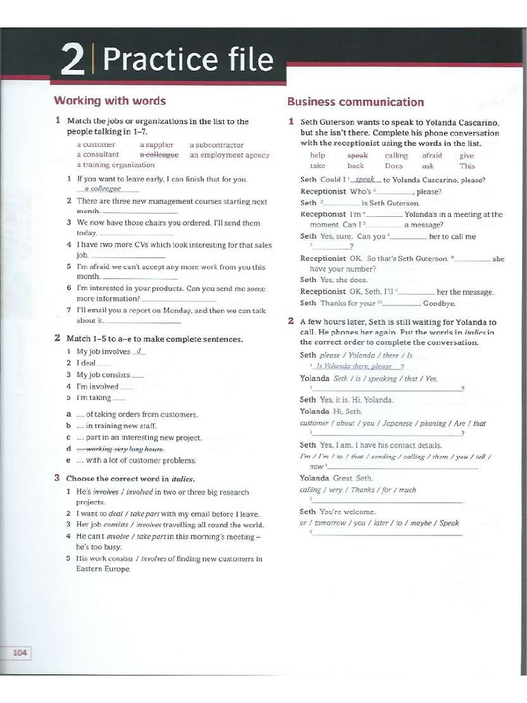 Business Result A2 Unit 4 Exercises | PDF