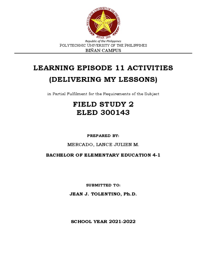 FS2-EP-11 - Lance | PDF | Teachers | Classroom