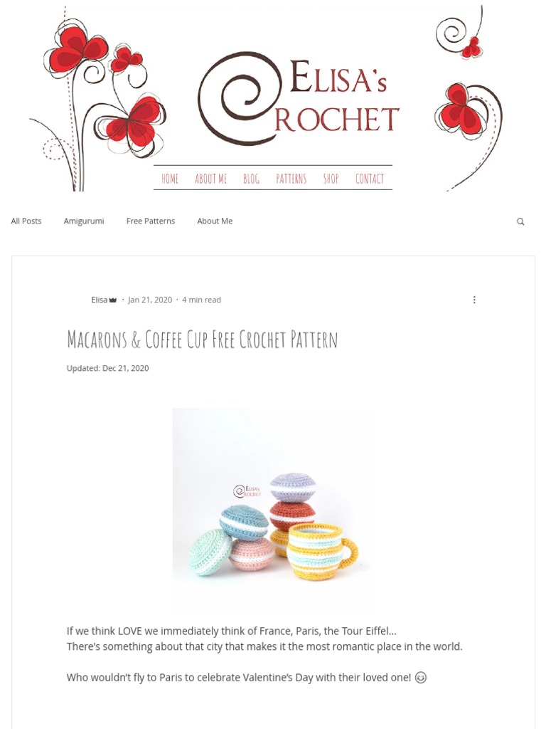 Macaroons & Coffee Free Crochet Pattern by Elisa's Crochet | PDF | Crochet | Handicrafts