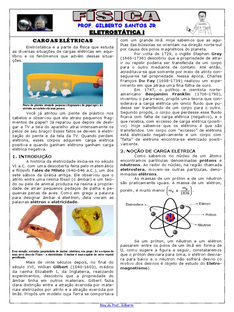 1 Apostila De Eletrostática I 9 Páginas 25 Questões Download