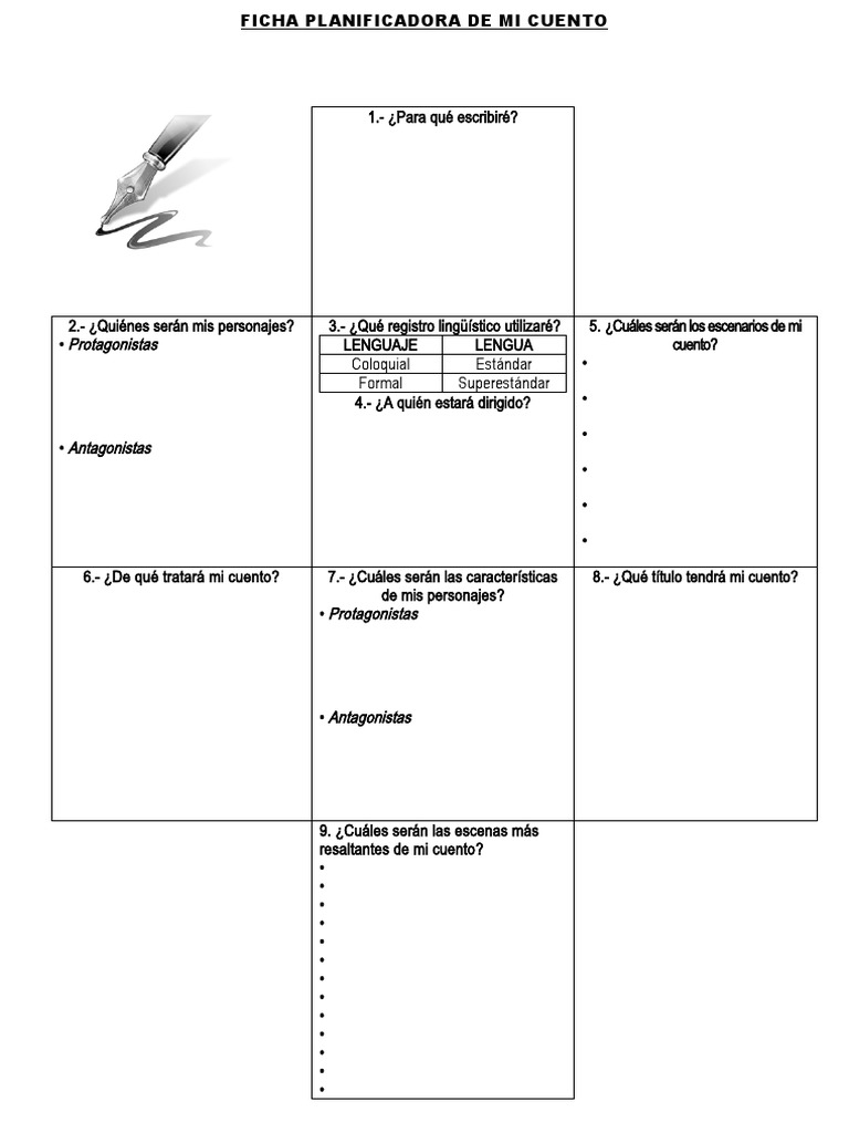 Planificación de Un Cuento | PDF | Lingüística | Comunicación humana
