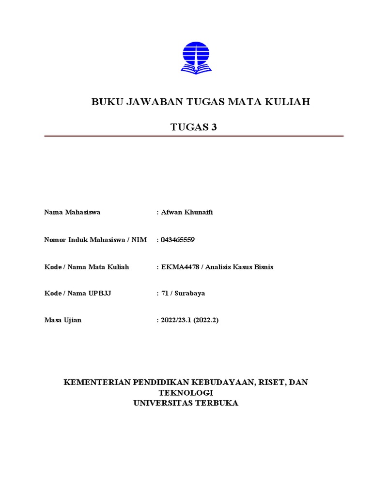 BJT - TMK3 - EKMA4478 Analisis Kasus Bisnis | PDF
