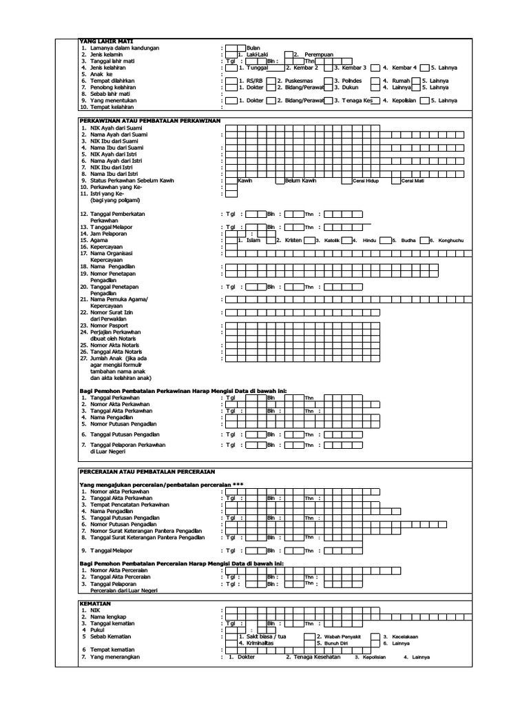 Contoh Formulir Pencatatan Sipil | PDF