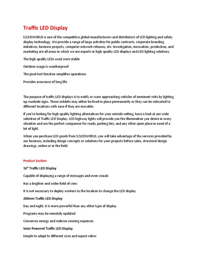 Providing Insights into Traffic LED Displays and Outdoor LED Screens ...