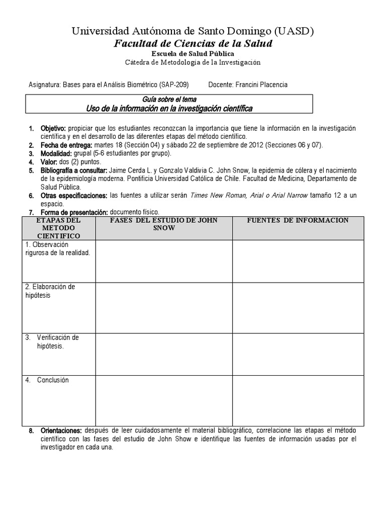 Guía Investigación J. Snow | PDF
