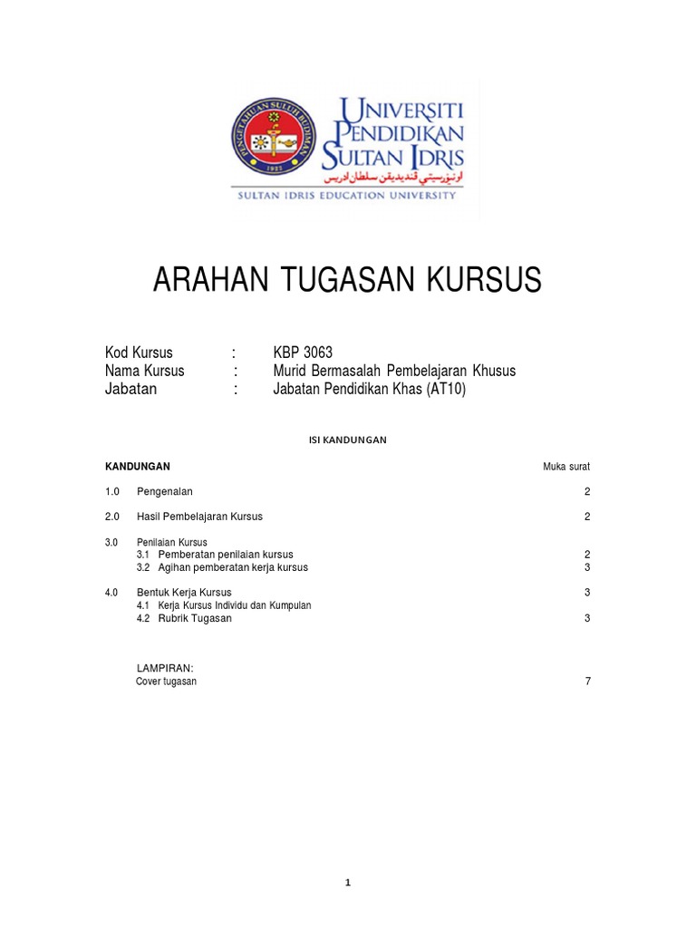 Arahan Tugasan Kursus | PDF