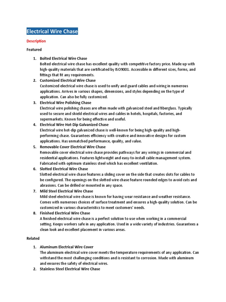 Electrical Wire Chase: Description | Download Free PDF | Electrical ...