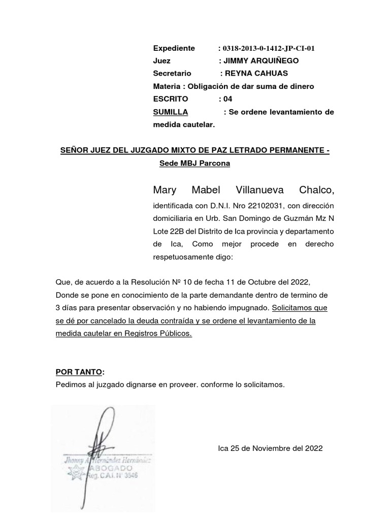 Levantamiento de Embargo | PDF Levantamiento de Embargo | PDF