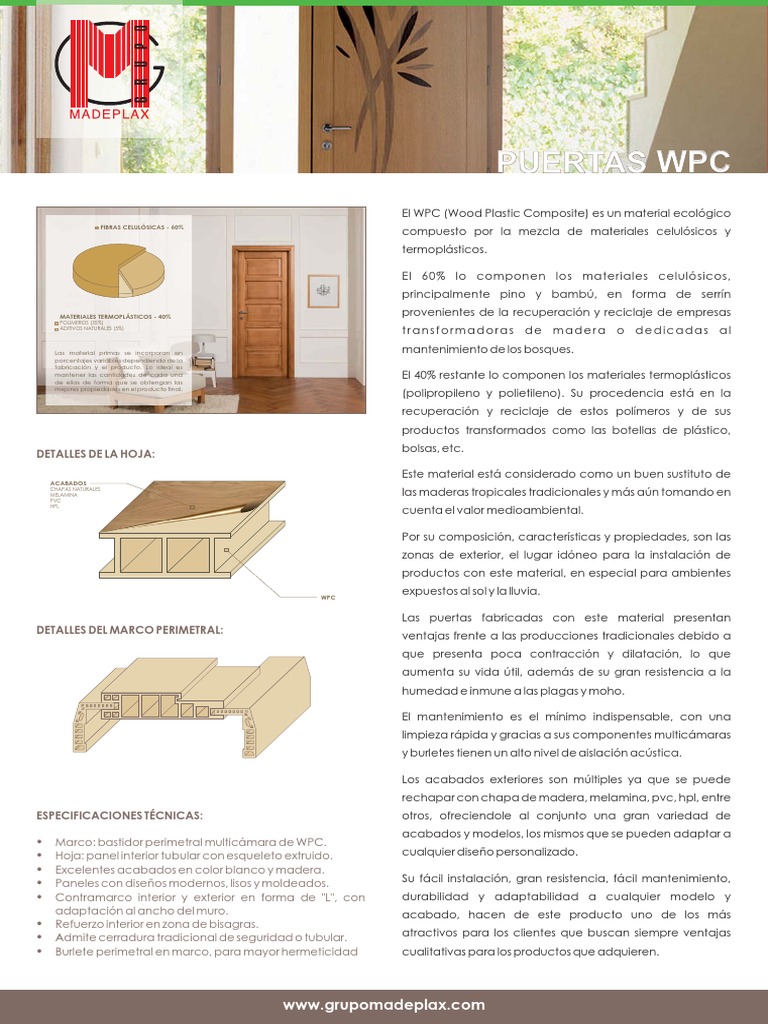Ficha Tecnica - Puerta - WPC - 001 | PDF | Madera | El plastico