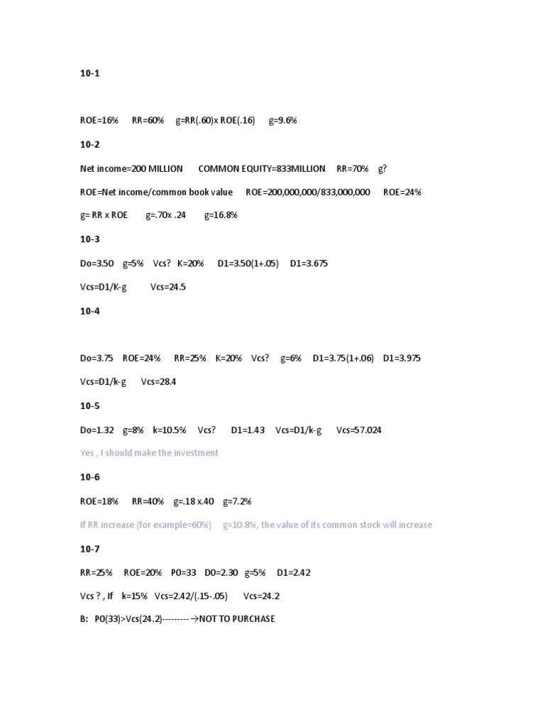 Chapter 10 Stock Valuation Problems Solution | PDF | Economies ...