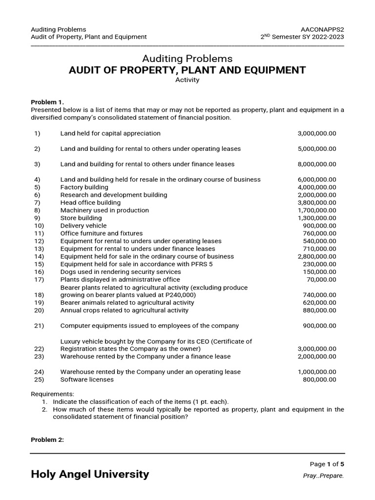 Audit of Property, Plant and Equipment: Auditing Problems | PDF ...