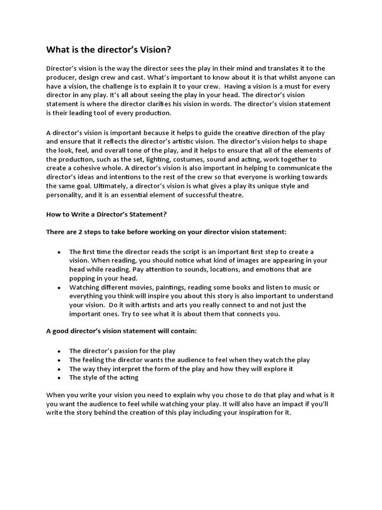Writing A Directors Statement | PDF